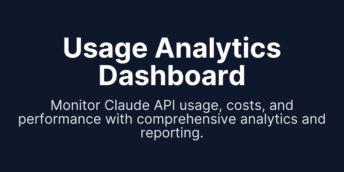 Usage Analytics Dashboard - Claudia